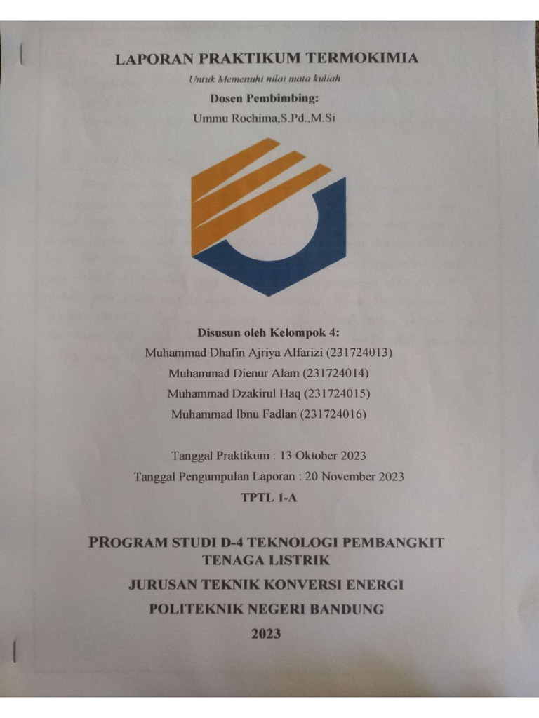 Laprak Termokimia Kel.4 TPTL 1-A | PDF