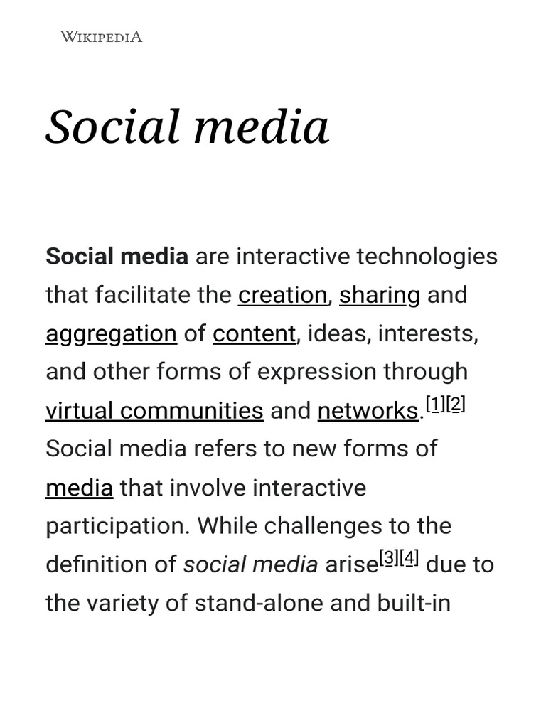 Social Media - Wikipedia | PDF | Popular Culture & Media Studies ...