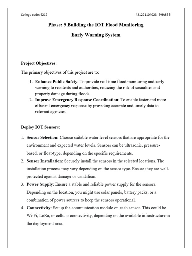 Flood Monitoring System Phase 5 | PDF | Internet Of Things | Flood