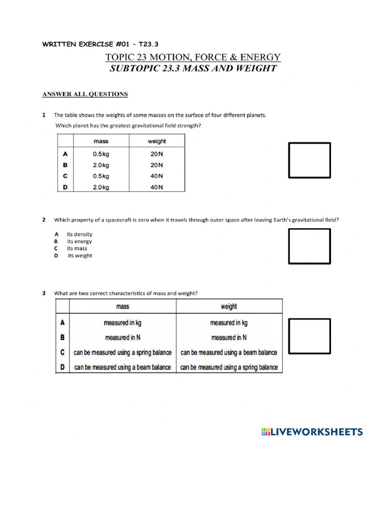 Mass and Weight | PDF