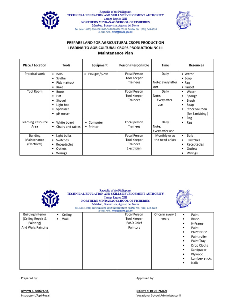 Maintenance Plan | PDF | Manufactured Goods | Equipment
