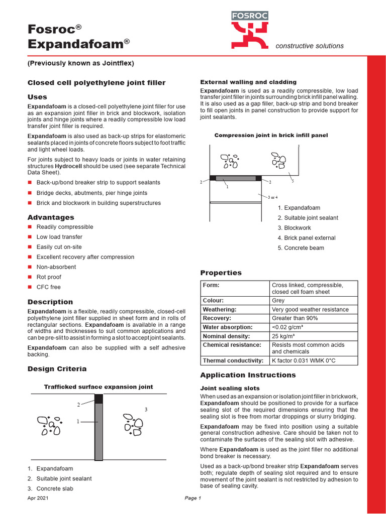 Fosroc_Expandafoam_TDS | PDF | Brick | Civil Engineering