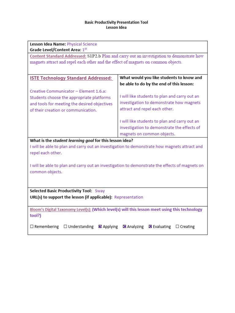 1st Grade Magnet Investigation Lesson | PDF | Project Based Learning ...