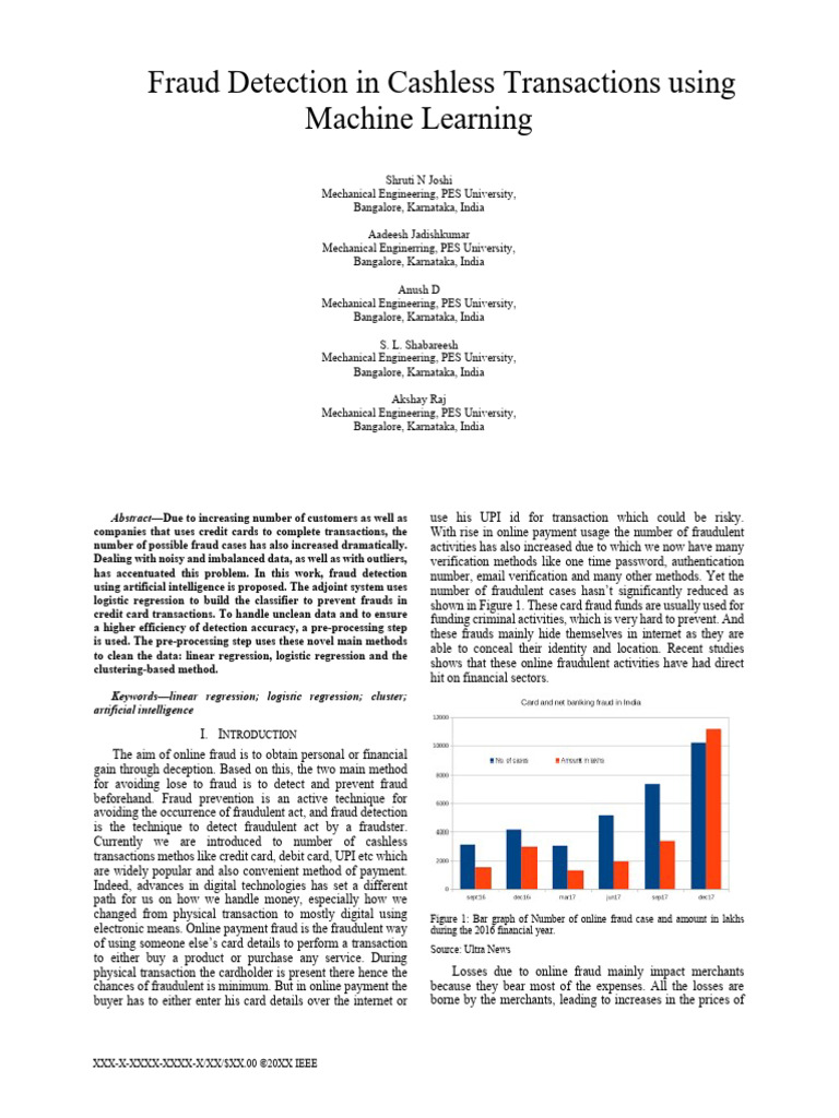 Fraud Detection in Cashless Transaction Using Machine Learning | PDF | Computing | Applied ...