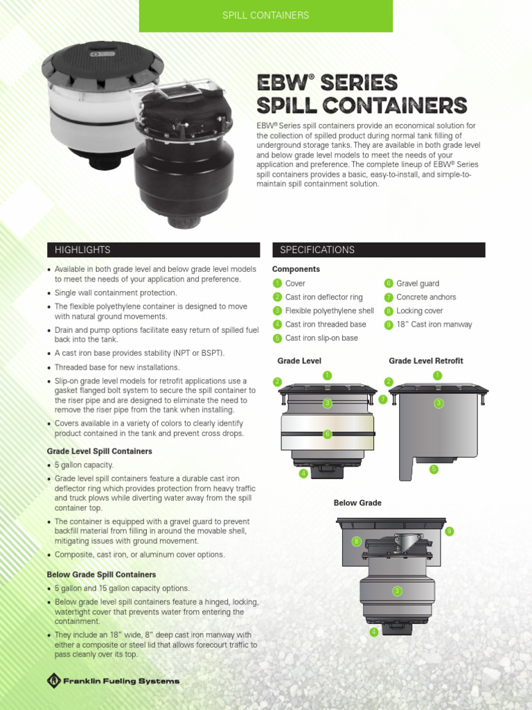 FFS-0638 EBW Series Spill Containers Datasheet | PDF | Pipe (Fluid ...