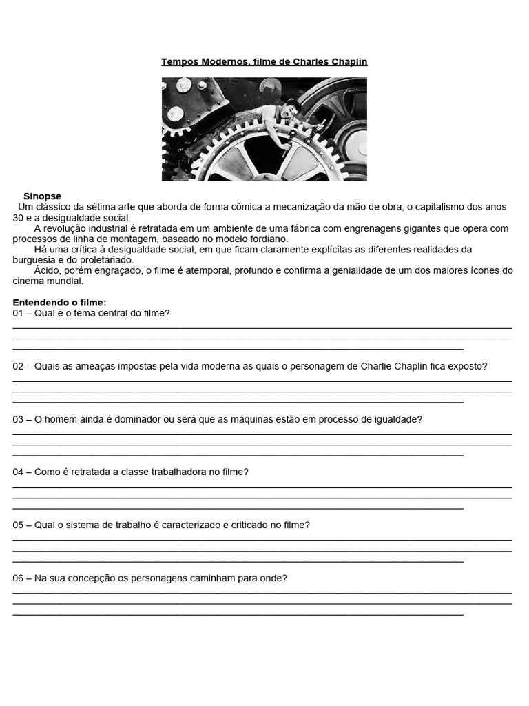 Análise do Filme "Tempos Modernos" | PDF