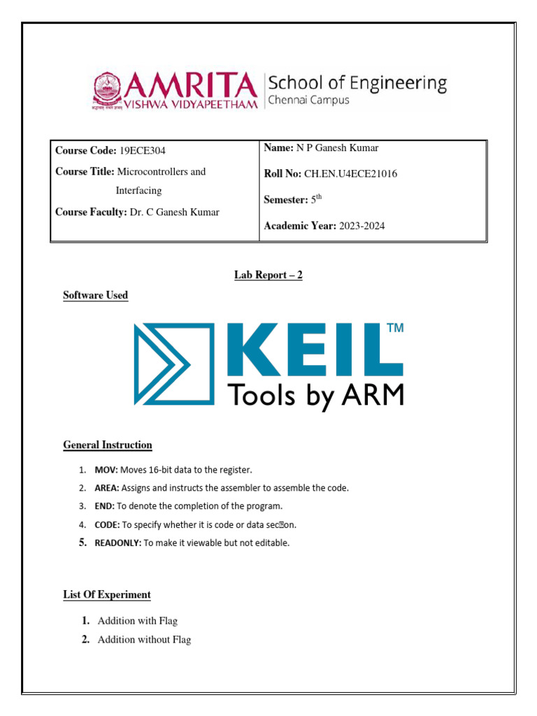 CH - En.u4ece21016 - Lab Report 2 | PDF | Assembly Language | Control Flow