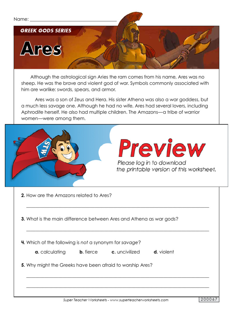 6th Greek Gods Ares | PDF | Ancient Greek Religion | Mythology