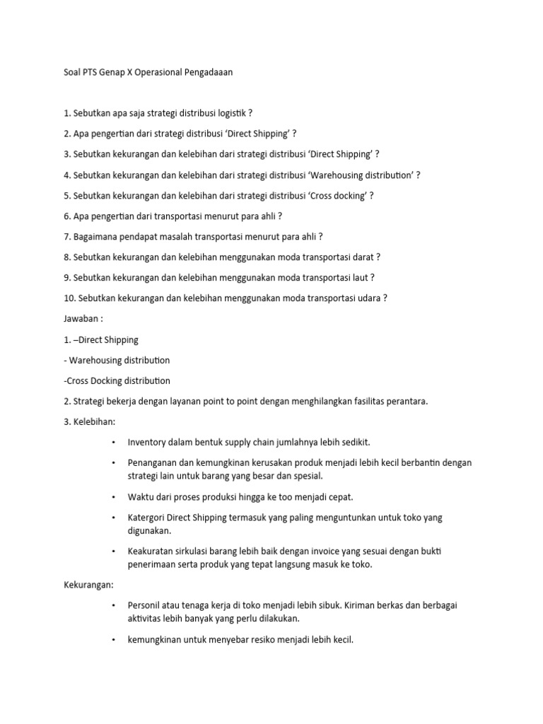 Soal PTS Genap X Operasional Pengadaaan | PDF
