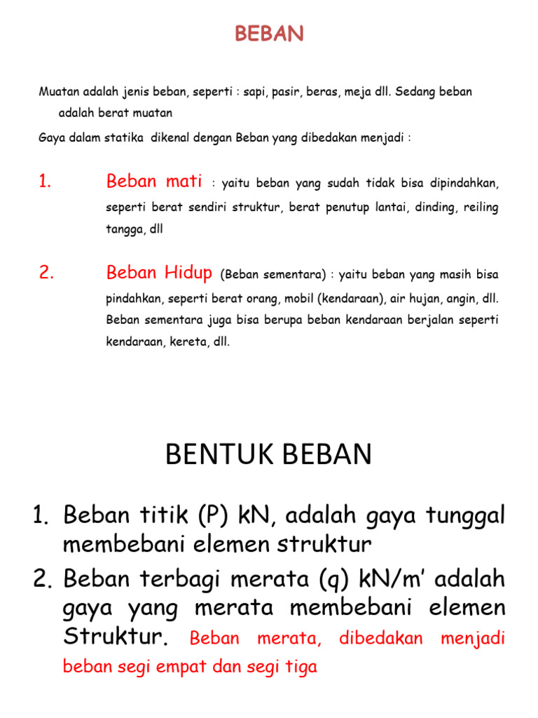 Jenis dan Bentuk Beban Struktur | PDF