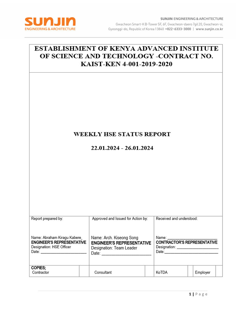 Konza Site DS Weekly HSE Status Report 29.01.2024 Rev 1 | PDF ...