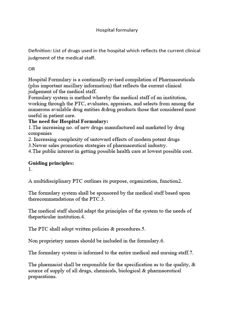 Hospital Formulary | PDF | Medical Prescription | Pharmacology