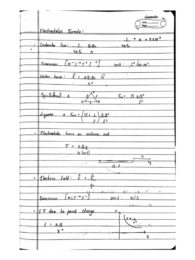 Electrostatics Notes | PDF