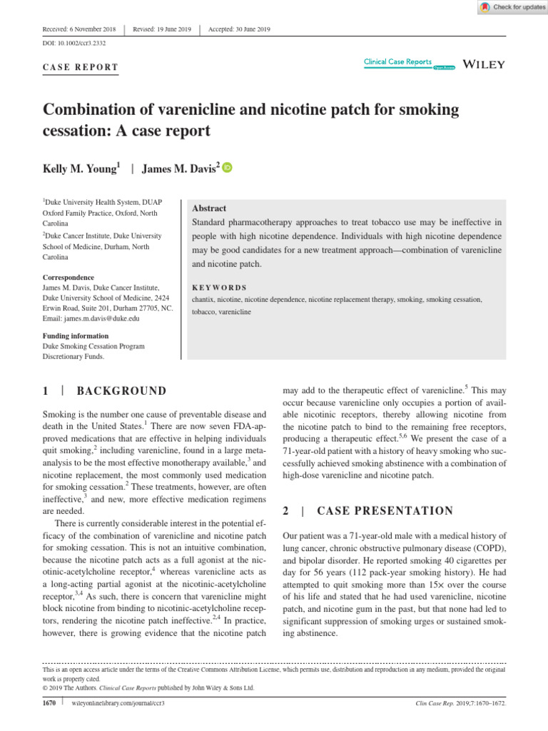 Combination of Varenicline and Nicotine Patch For Smoking Cessation: A Case Report | PDF ...
