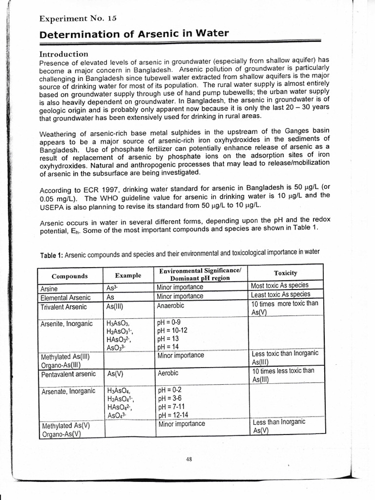CE 3142 Lecture 7.3 - Arsenic | PDF | Arsenic | Atomic Absorption Spectroscopy