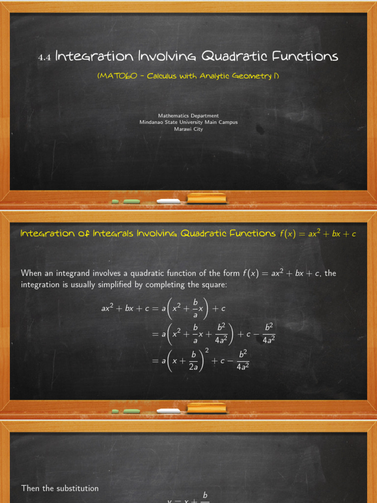 MAT060 - 27 Integration Involvin Quadratic Functions | PDF | Integral | Mathematical Relations