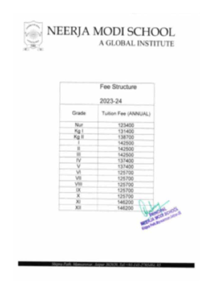 Fee Structure 2023 24 | PDF