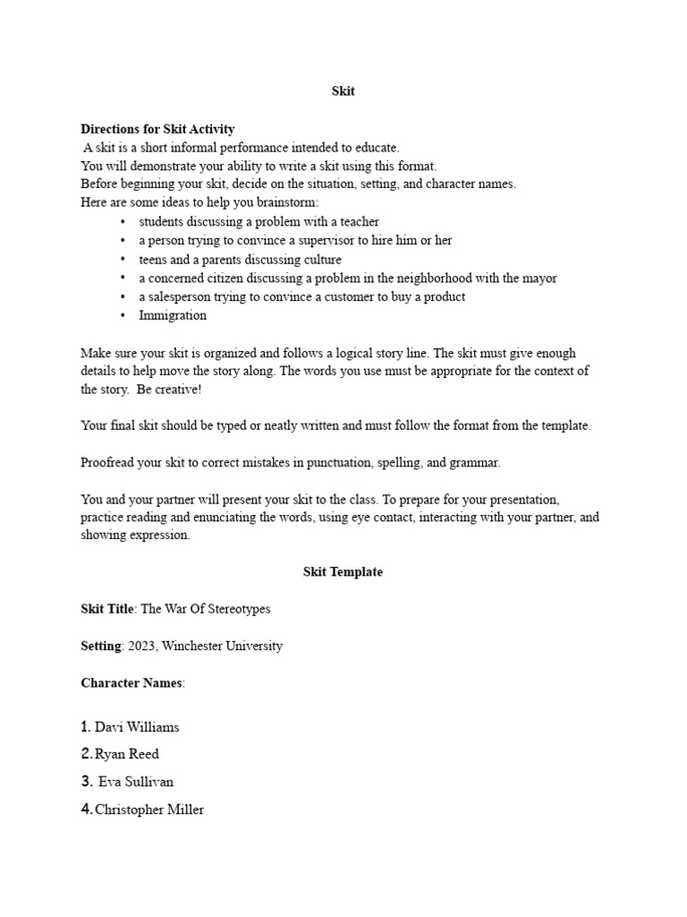 University Skit: Unity in Diversity | PDF | General Fiction