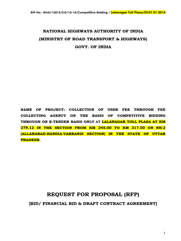 RFP Lalanagar 01 01 14 | PDF | Request For Proposal | Employment