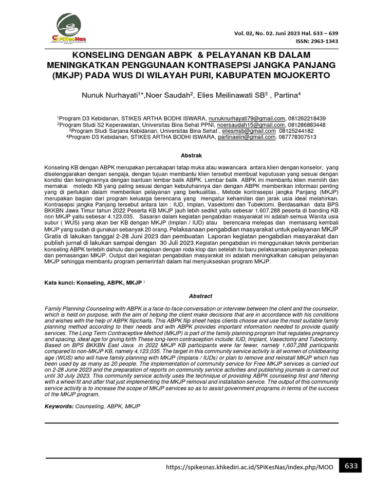 Konseling Dengan Abpk & Pelayanan KB Dalam Meningkatkan Penggunaan Kontrasepsi Jangka Panjang ...