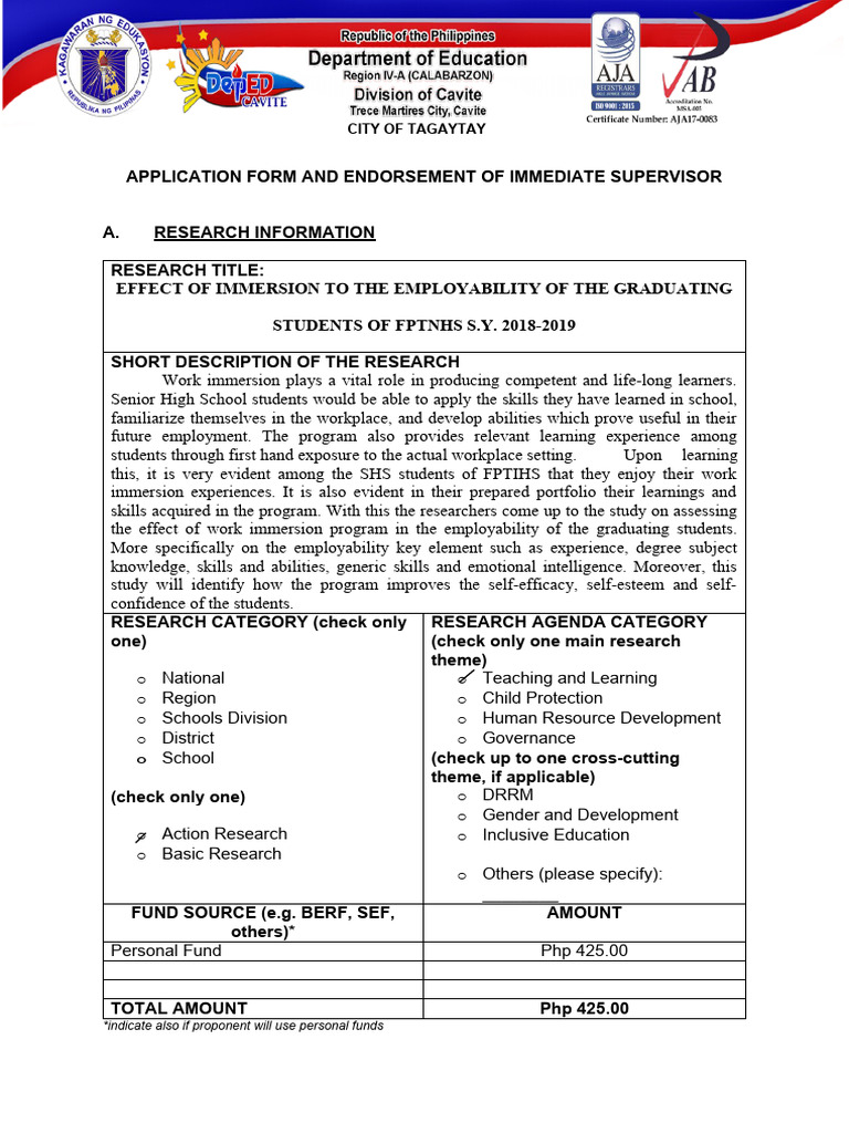 Research Attachment WORK IMMERSION | Download Free PDF | Learning | Behavioural Sciences