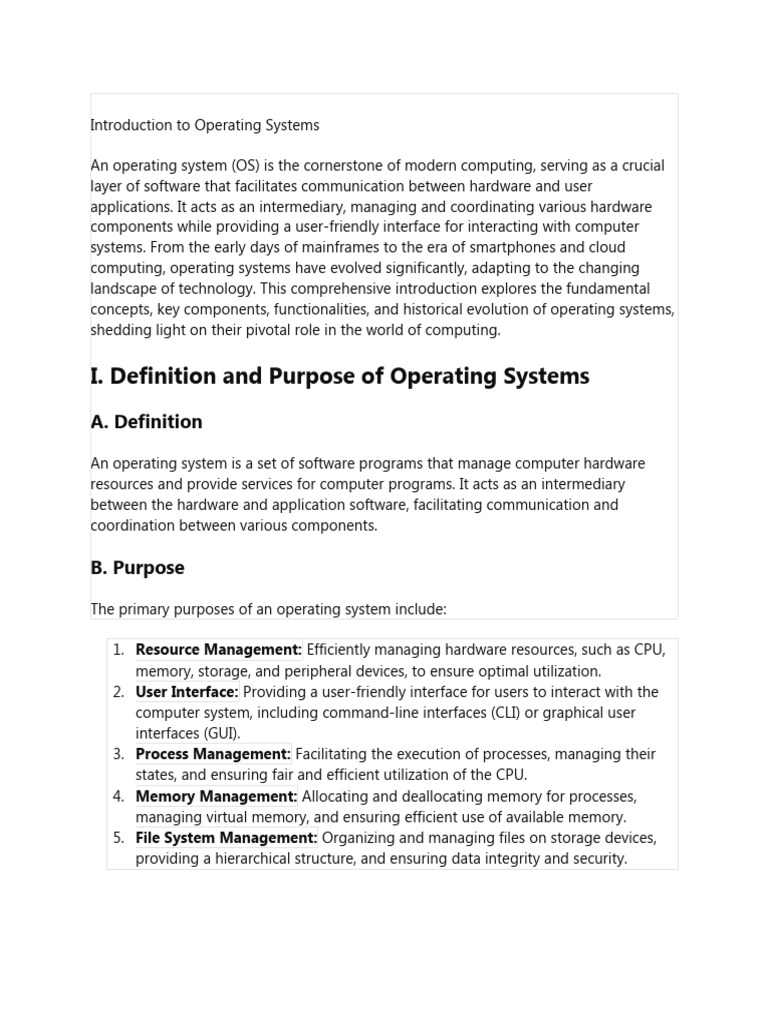 Introduction To Operating Systems | PDF | Operating System | Graphical User Interfaces