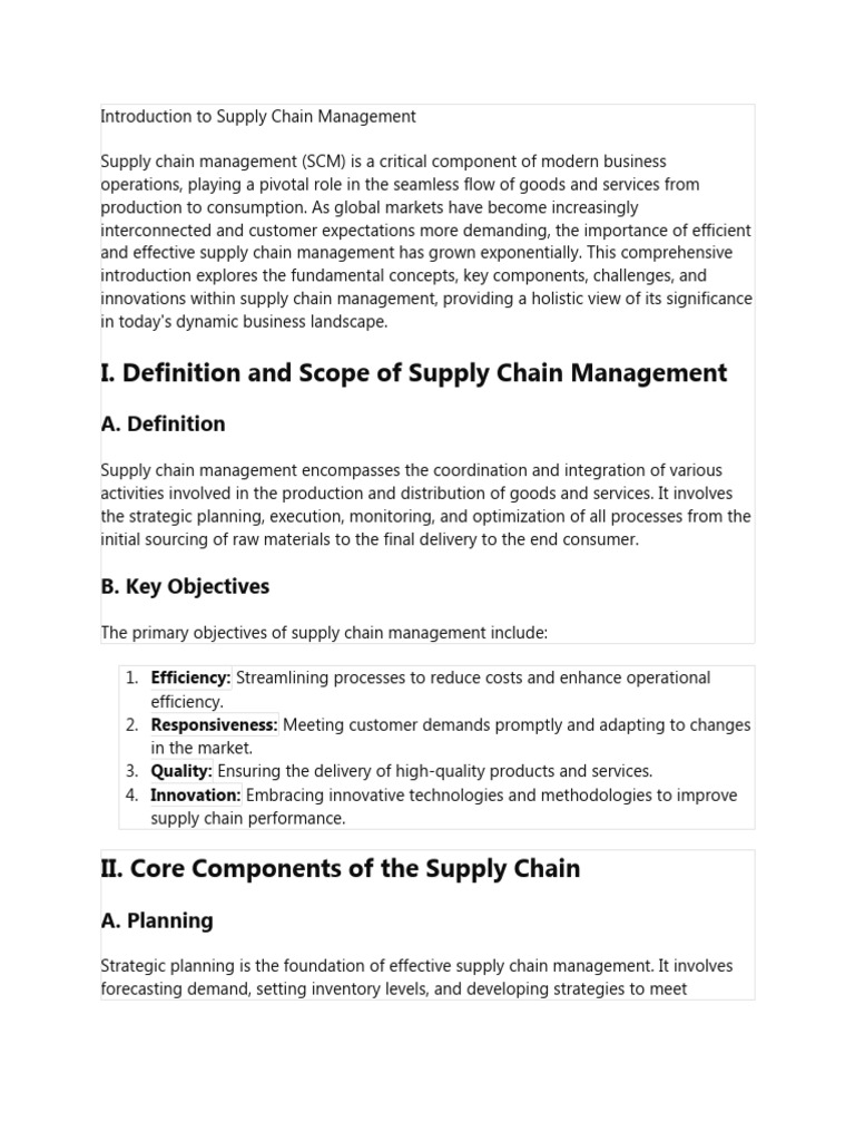 Introduction to Supply Chain Management | PDF | Supply Chain | Supply ...