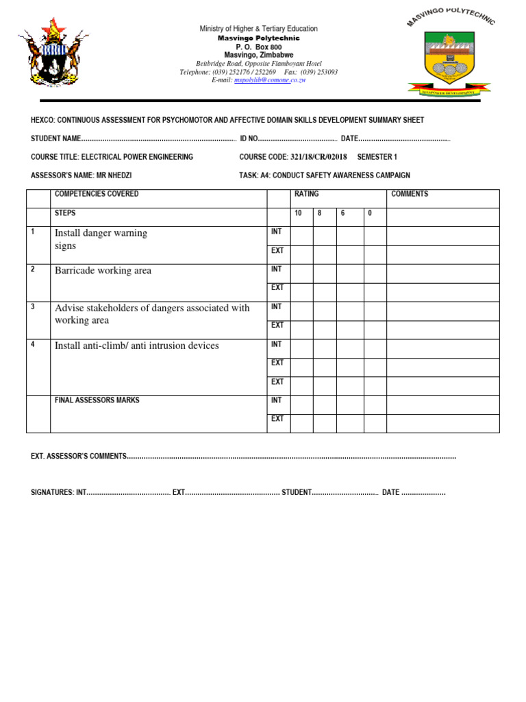 Ext Assessment Form - A4 SAfety Awareness Campaign | PDF | Engineering