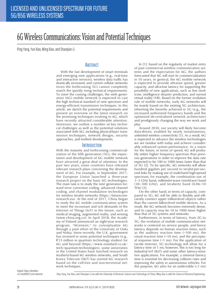 6G Wireless Communications Vision and Potential Techniques | PDF | Mimo ...