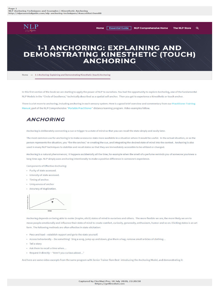 NLP Anchoring Techniques and Examples I Kinesthetic Anchoring | Download Free PDF | Neuro ...