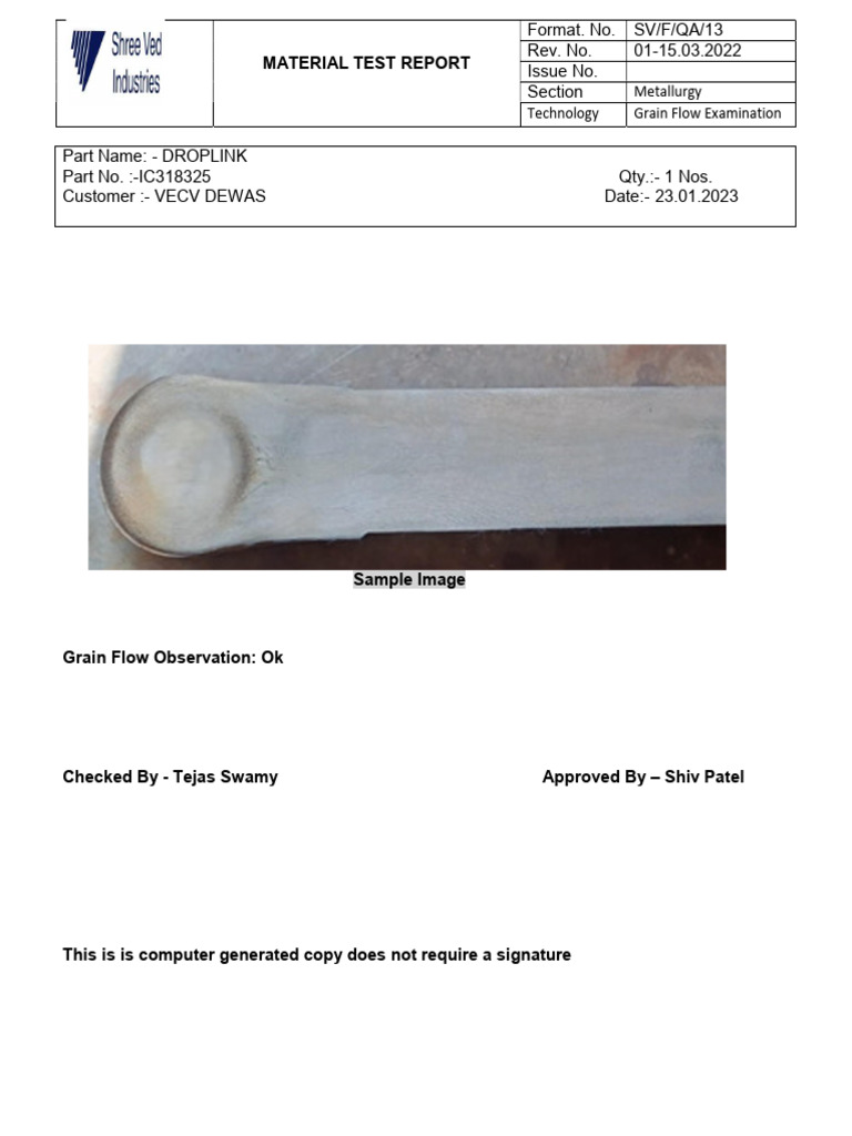 Metallurgy Grain Flow Test Report | PDF | Computers | Technology ...