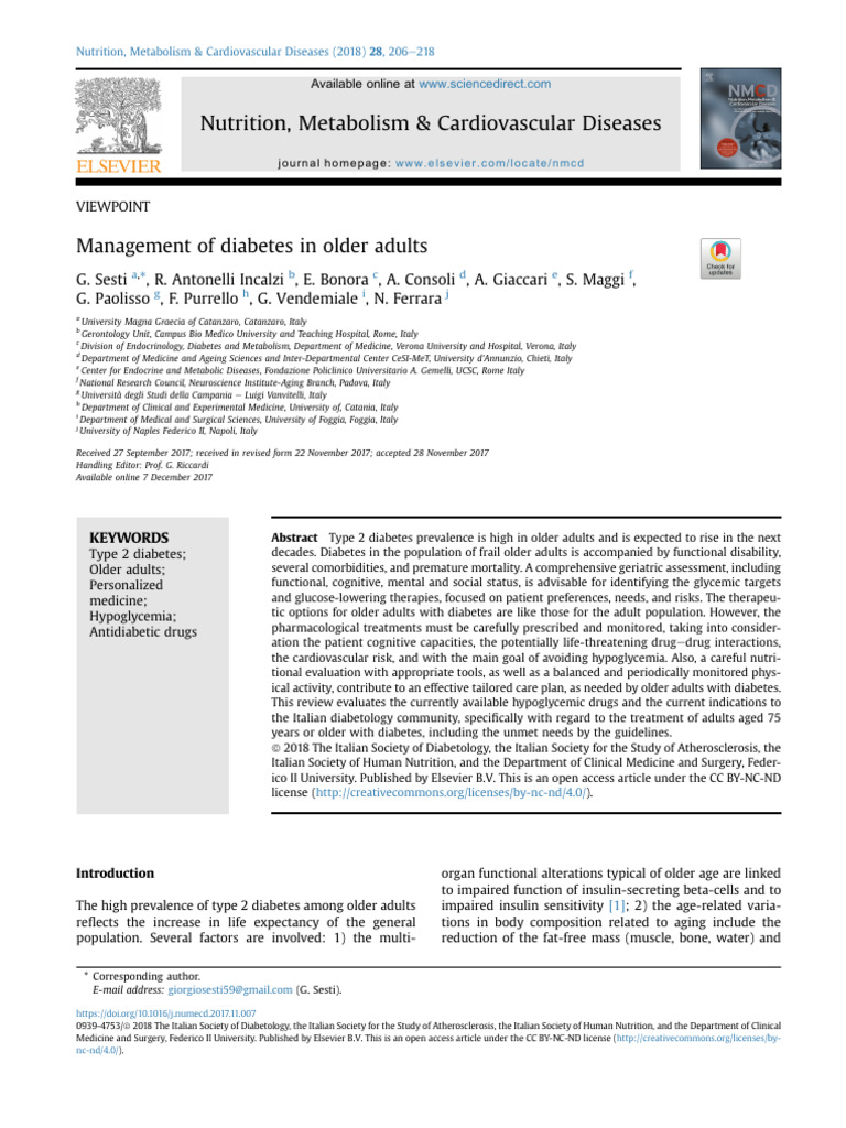 Management of DM in Older Adults 2018 | PDF | Diabetes Management ...