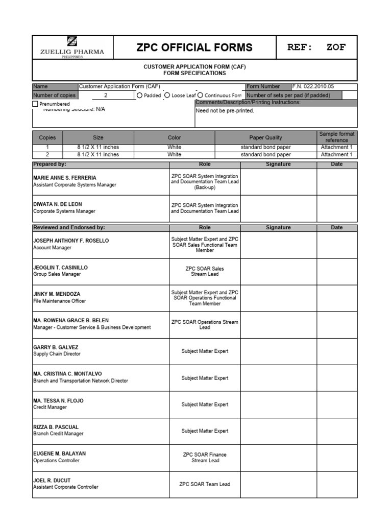 Zuellig Pharma Customer Application Form | PDF | Banks | Signature