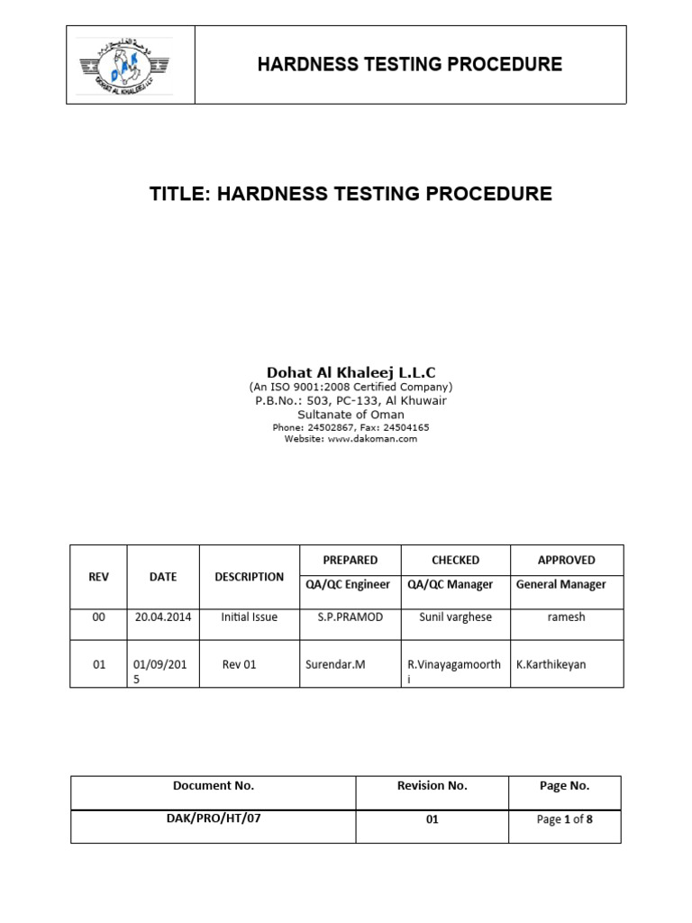 Hardness Testing Procedure Overview | PDF | Hardness | Welding