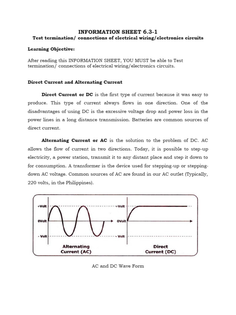 Information Sheet 6.3-1 | PDF | Fuse (Electrical) | Direct Current