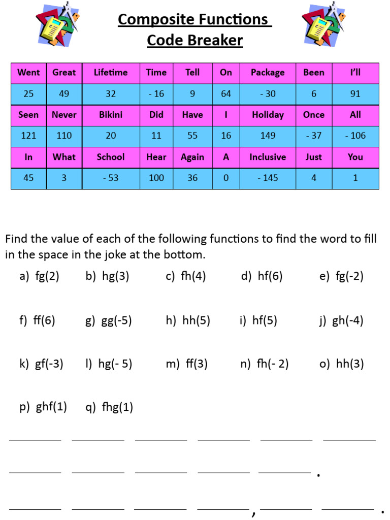 Composite Functions Codebreaker | PDF
