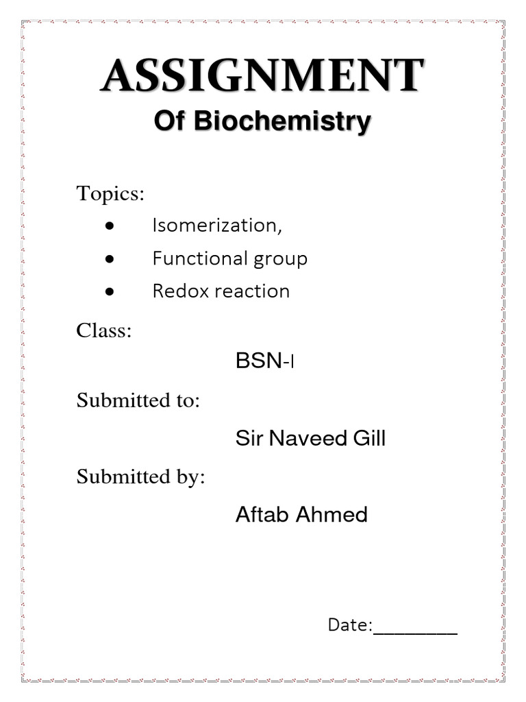 Biochem Assignment PDF | PDF | Redox | Isomer