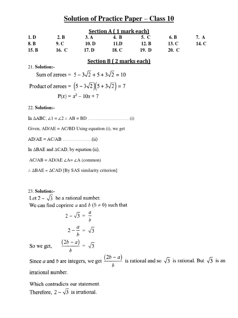 Solution-U V - Practice Paper-2023 | PDF | Trigonometric Functions | Circle