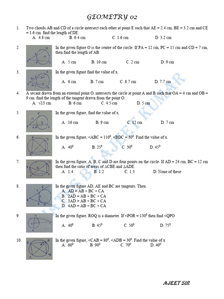Circle Qns | PDF | Circle | Algebraic Geometry