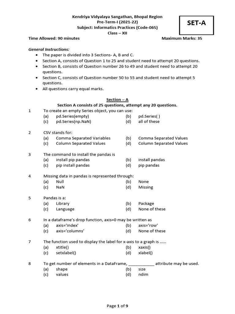IP QP Set-1 | PDF | Comma Separated Values | Computing