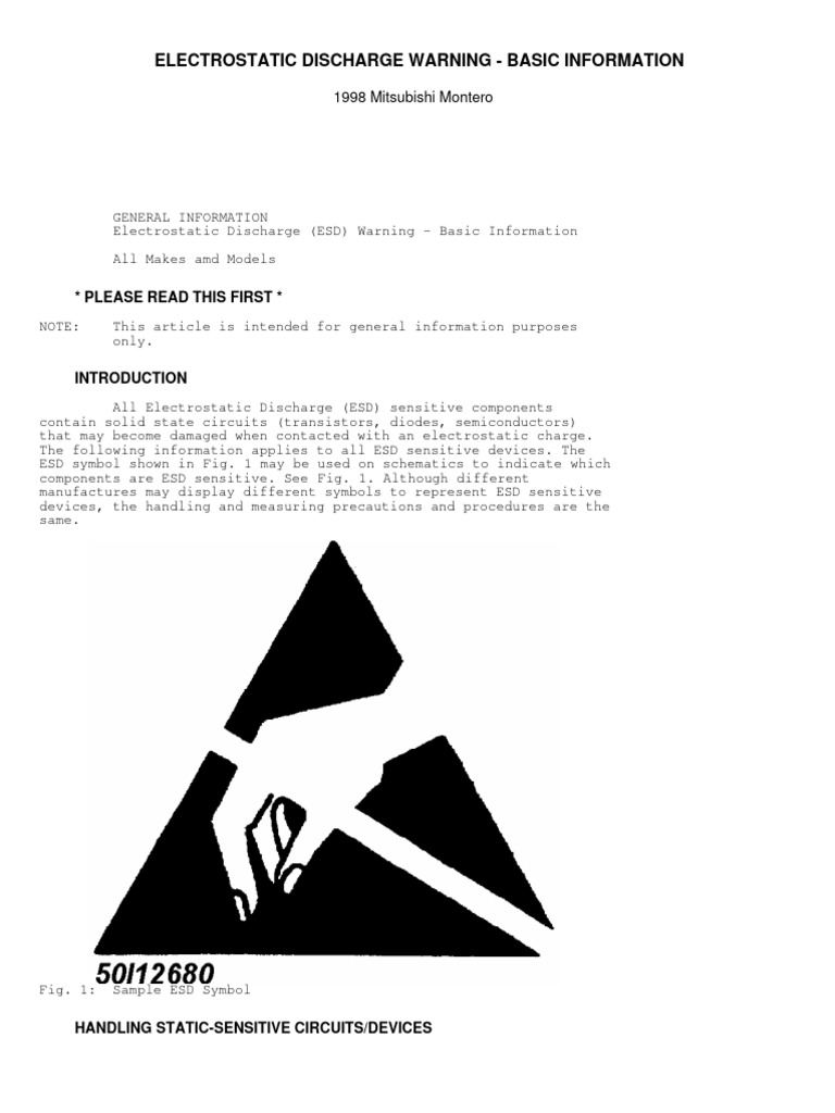Electrostatic Discharge Warning Basic Info | PDF