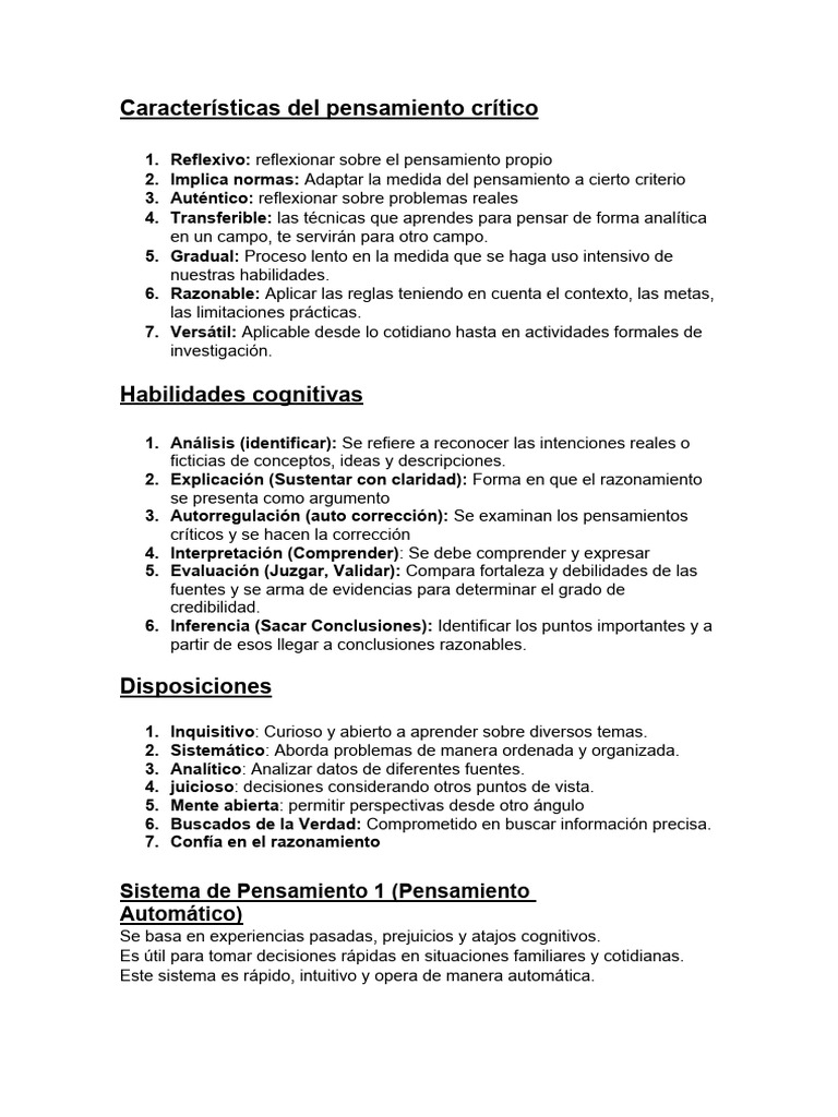 Pensamiento Crítico Resumen | PDF | Pensamiento | Falacia