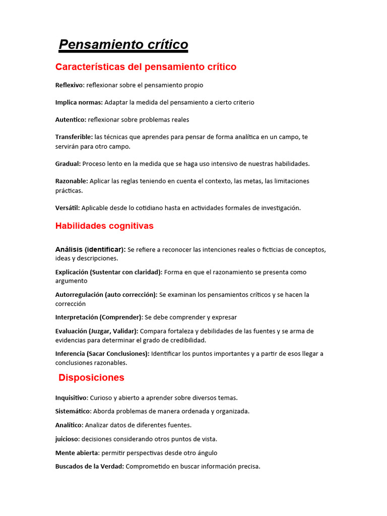 Pensamiento Crítico Resumen Parcial | PDF | Pensamiento | Pensamiento ...