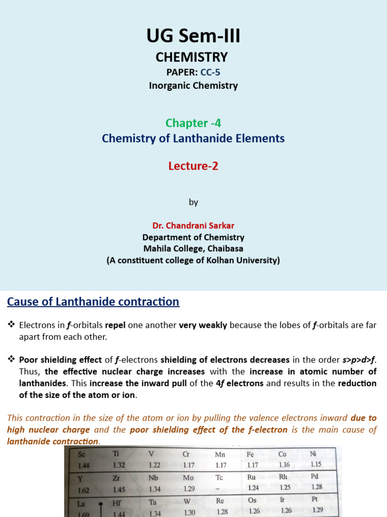 Lanthanide Contraction & Properties | PDF | Lanthanide | Magnetism