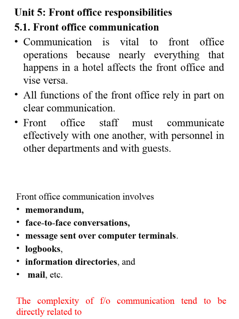 Front Office Responsibilities Overview | PDF | Registered Mail | Mail
