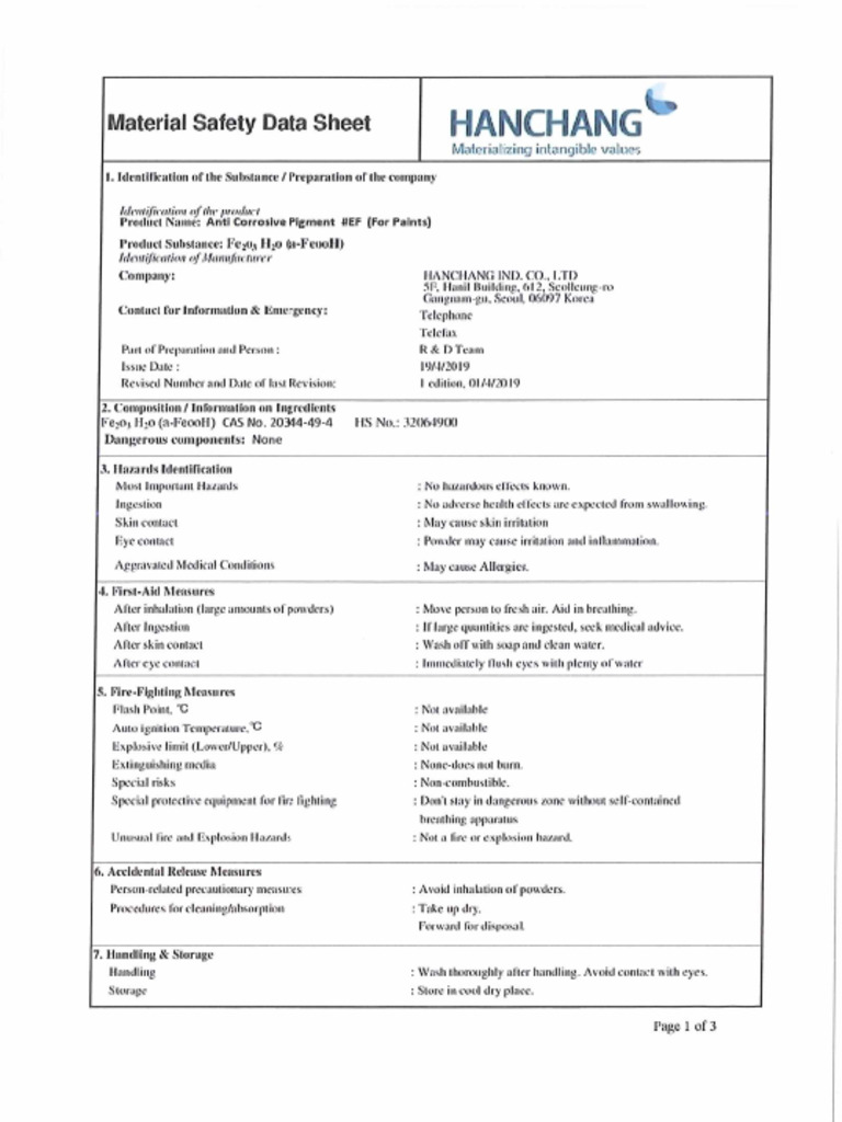 Anti Corrosive Pigment MSDS | PDF