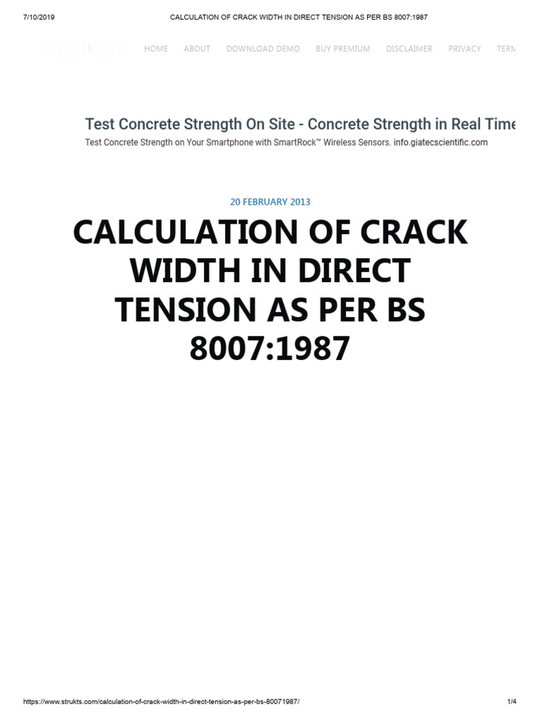 Calculation of Crack Width in Direct Tension As Per BS 8007 - 1987 | PDF | Structural ...