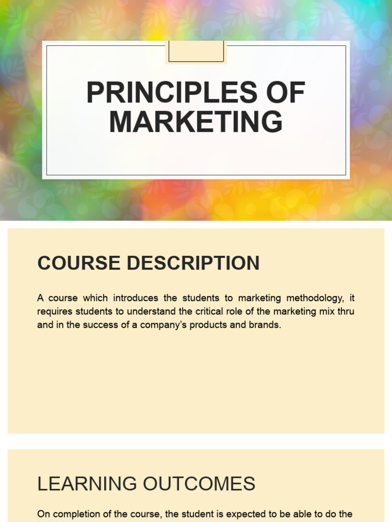01 Introduction Principles of Marketing | PDF | Marketing | Pricing