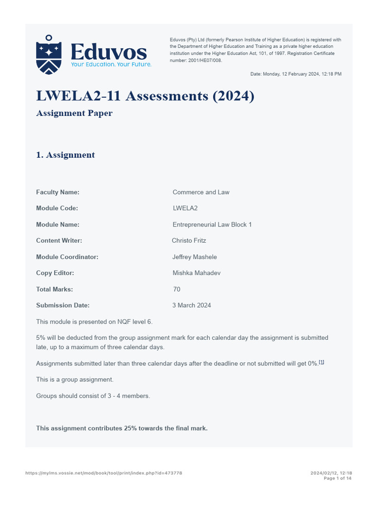Assignment Paper - Eduvos | PDF | Plagiarism | Turnitin