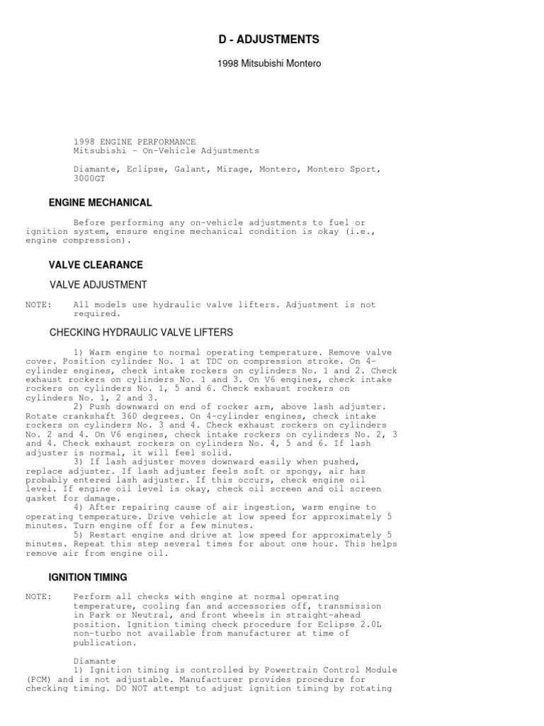 D Adjustments | PDF | Internal Combustion Engine | Throttle
